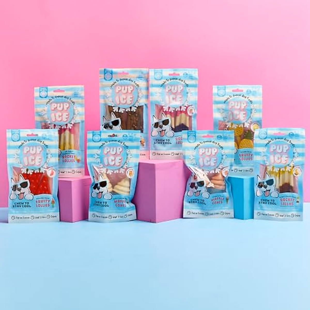 Pup Ice- Ready to Freeze at Home Dog Treats-Edible Chews for Small Breed Dogs & Puppies with Real Chicken to Keep Your Pup Cool Year Round, Fruity Lollies Watermelon Flavor, 3pcs