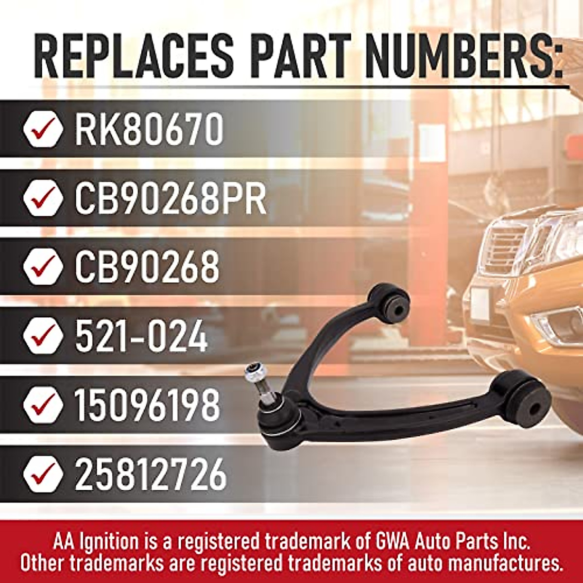 Replacement Front Upper Right Control Arm and Ball Joint Assembly - Compatible with Cadillac, Chevy and GMC Vehicles - Escalade, Silverado 1500, Suburban, Tahoe, Sierra 1500, Yukon - Replaces RK80670