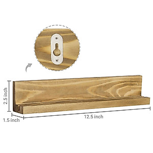 MyGift Rustic Brown Burnt Wood Challenge Coin Holder and Casino Chip Display Wall Shelf Rack, Set of 3