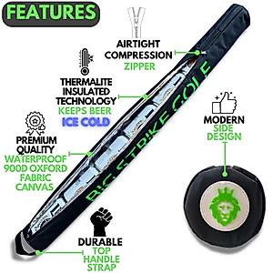 Big Strike Golf - Beer Sleeve for Golf Bag, Fully Insulated Beer Sleeve Cooler. Fits 7 Cans Discreetly in Your Golf Bag. Keeps Beverages Ice Cold While Playing Golf. Great Gift.
