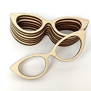 6-Pack Cat's Eye Glasses Unfinished Wood Cutout DIY Crafts Door Hanger Sign Ready to Paint Crafts All Sizes