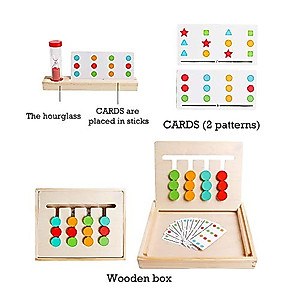 Skrtuan Montessori Learning Toy, Wooden Toys Color Shape Slide Puzzle Matching Brain Teasers Logic IQ Game Montessori STEM Preschool Educational Toys for Toddlers Kids Boys Girls