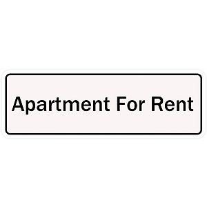 Apartment For Rent Sign 9 X 3 Inch Acrylic Plastic Sign With Symbols, Self-Adhesive, For Restaurant, Salons, Hotel, Motel, Rest Stops, Public Restrooms
