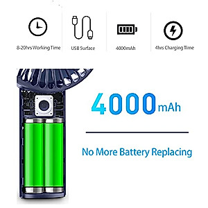 WANGDAJIEDIAN Handheld Fan, Portable Fan with USB Rechargeable Battery, 3 Speed 8-20 Hours Working Time for Indoor, Outdoor, Makeup, Travelling, Camping, Summer Gift for Men Women