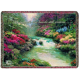 Manual Thomas Kinkade 50 x 60-Inch Tapestry Throw with Verse, Beside Still Waters
