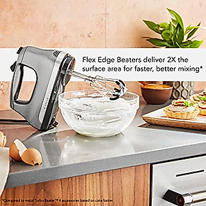 KitchenAid 7-Speed Mixer-KHM7210 Hand Mixer, White and KitchenAid KHMFEB2 Flex Edge Beater Accessory