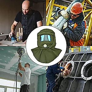 Eyourlife Sand Blasting Hood Cap, Shawl Cap Sandblaster Mask Anti Wind/Sandblaster Tools Dust Protective Face Mask, Canvas (Green)