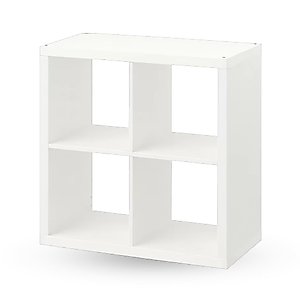 MAC KALLAX Shelving Unit, 4 Cube Storage Unit, 4 Square Shelving Unit Large Storage Solution Perfect for Basket or Boxes, For Home, Office Furniture, Living Room, 4 Shelves, 77x77 CM (White)