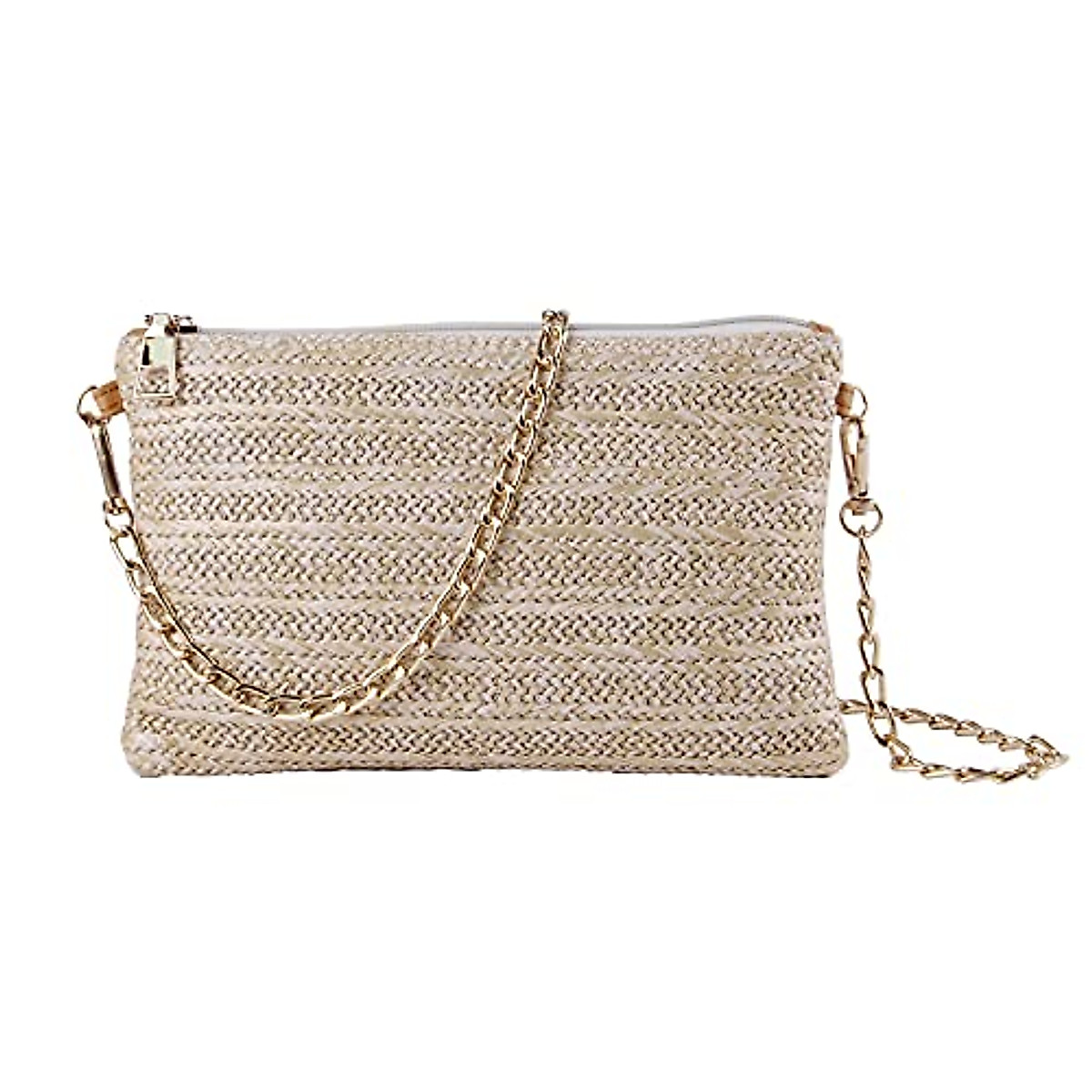 Ynport Women Straw Clutch Purse Bags Summer Straw Crossbody Bags Handmade Women Beach Envelope Shoulder Wallet