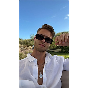 GIFIORE Trendy Rectangle Sunglasses Retro Cool 90s Vintage Fashion Narrow Square Frame UV400 Protection (Black)