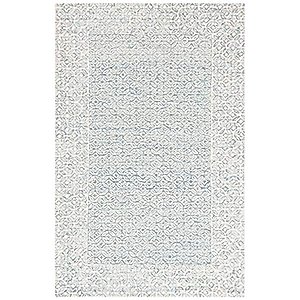 SAFAVIEH Abstract Collection Accent Rug - 2'3" x 4', Blue & Ivory, Handmade Wool, Ideal for High Traffic Areas in Entryway, Living Room, Bedroom (ABT342N)