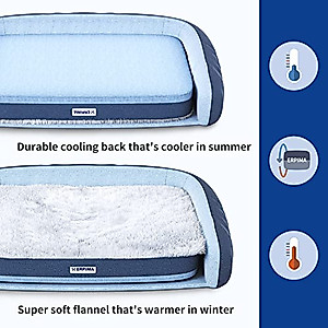 ERPIMA Orthopedic Dog Bed, Memory Foam Bolster Couch Dog Bed for Large Dogs, Cooling Gel Foam Dog Bed,Removable Washable Cover Pet Bed, Nonskid Dog Mat with CertiPUR-US® Certified Foam