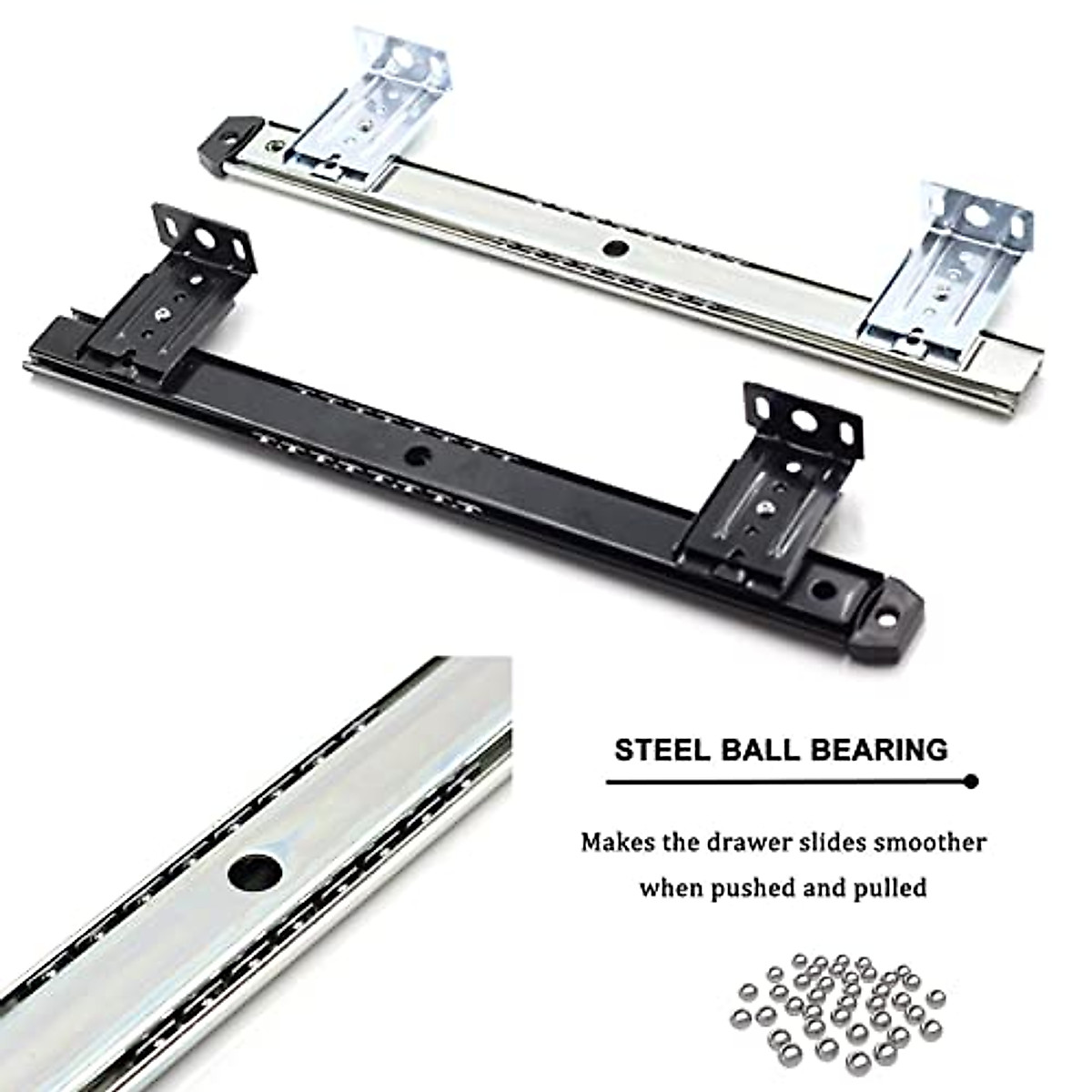 Drawer Slides 14inch Heavy Duty Metal Ball Bearing Slides Rails - for Under Table Keyboard Shelf Runners, Keyboard Tray Guides, Cabinet Furniture Slides, Drawer Repair Kit (Color : Black, Size : 350