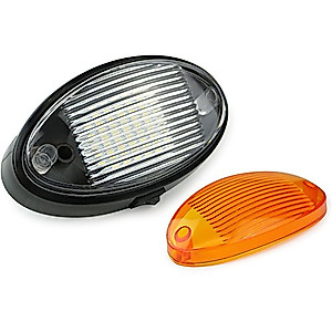 LED RV Exterior Porch Utility Light Oval 12v 300 Lumen Lighting Fixture Replacement Lighting for RVs, Trailers, Campers, 5th Wheels Black Base, Clear and Amber Lens (Black with on/Off Switch, 1-Pack)