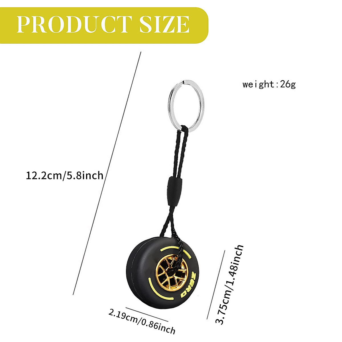 kingsea Racing Tire Keychain, 3D Cute Tire Key Chain, Soft Rubber Wheel Tyre Auto Keychain, Used for Car Decoration, 3PCS