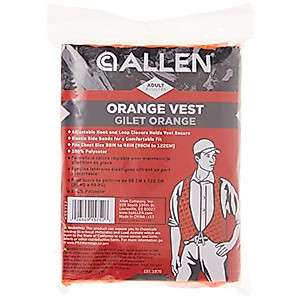 Allen Company Adult Blaze Orange Hunting Vest with a Hook and Loop Closure - High-Visibility Saftey Gear for Men and Women - Fits over Clothes and Jacket - Large