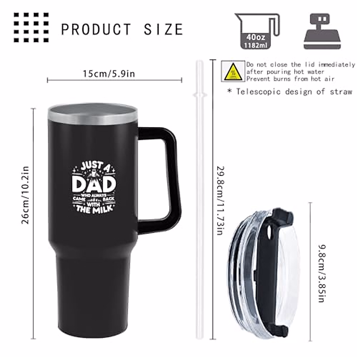 liabiliies Just A Dad Who Always Came Back With The Milk Tumbler 40 oz Tumblers with Handle and Straw Insulated Tumblers Stainless Steel Tumbler