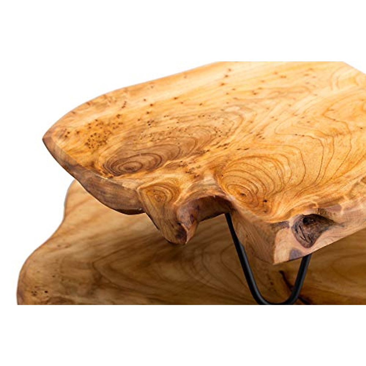 TJ Global Natural Edge Wooden Stand with Hairpin Legs for Displaying Cakes, Plants, Candles, Decor (L9 x W8.5 x H4)