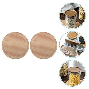 2pcs Mason Jar Silicone Lid Glass Jar Mason Jar Covers Mason Jar Protective Lids Anti-leak Bottle Covers Wide Mouth Canning Lids Glass Storage Jar Covers Glass Jar Wooden Lids