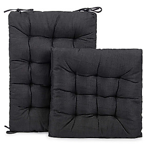 Rocking Chair Cushion Comfortable Tufted Seating Pads Non-Skid Backed Set of Cushion Back and Seat Bottom for Porch Rocker Outdoor Indoor Office Dining Chairs (24"x17" Back, 17"x17" seat, Black)