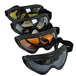 4 Goggles/Lot - Black + Clear + Amber + Yellow Multi Use Motorcycle Riding Snowboard Airsoft Protective Goggles Safety Glasses Sport Ski Airsoft Paintball