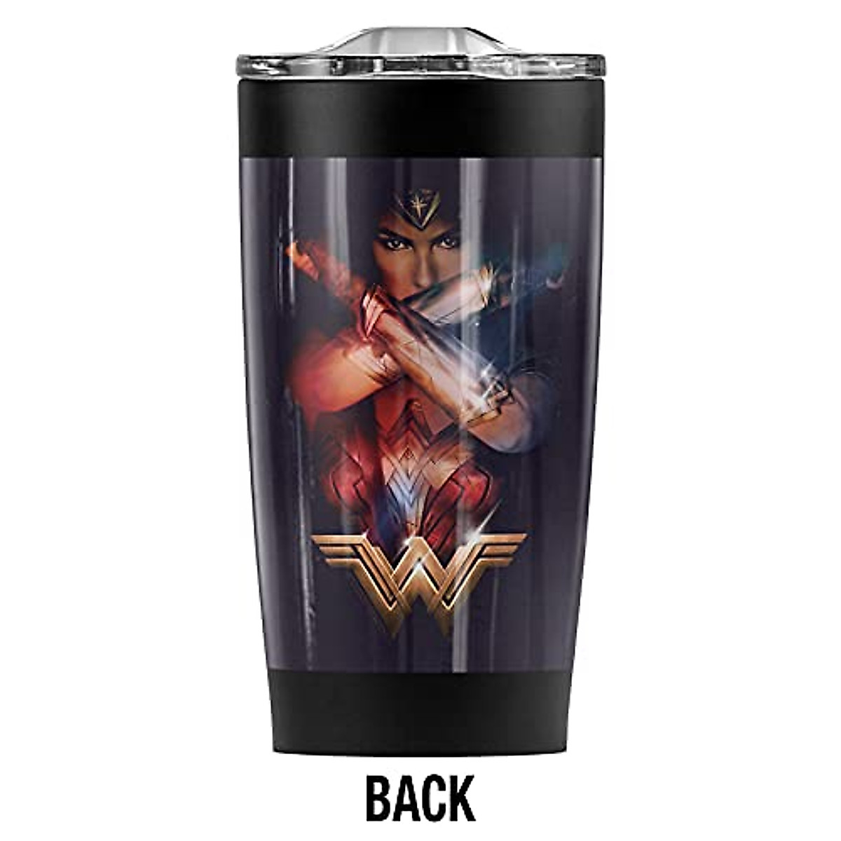 Logovision Wonder Woman Movie Arms Crossed Stainless Steel Tumbler 20 oz Coffee Travel Mug/Cup, Vacuum Insulated & Double Wall with Leakproof Sliding Lid | Great for Hot Drinks and Cold Beverages