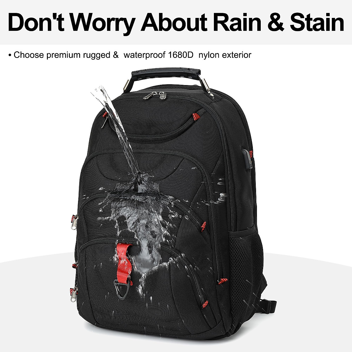 Boavan Laptop Backpack for men, 17.3 inch Laptop Bag with USB Port, Waterproof Travel Work Backpack Purse, Anti-Theft Teacher Nurse Doctor Casual Bookbags Office Business backpack ，Black