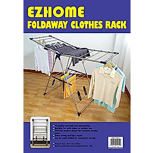 CUISINE TALENT EZHOME Large Foldaway Laundry Rack, Heavy Duty, Collapsible, Space-Saving Storage, Stainless Steel, Indoor/Outdoor
