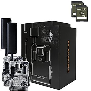 Spartan GoLive2 4G LTE Trail Camera, Live Stream,Anti-Theft GPS,On-Demand Image&Video Capture,Real-time Updates,Built-in Lithium Battery,Blackout,Areus Camo + 32GB SD Cards (2PK) (GoLive 2M 4G/LTE)