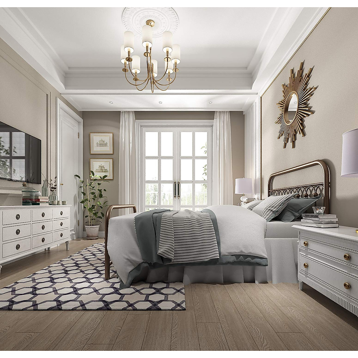 YALAXON Vintage Sturdy Full Size Metal Bed Frame with Headboard and Footboard Basic Bed Frame No Box Spring Needed，Antique Brown