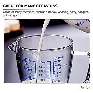 Glass Cups Glass Measuring Cup with Scale: Graduated Beaker Mug Liquid Cup Water Coffee Tea Cup Drinking Glasses Glass Mugs Tumbler with Lid and Handle