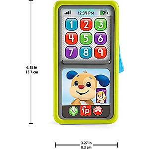 Fisher-Price Laugh & Learn Baby & Toddler Toy 2-in-1 Slide to Learn Smartphone with Lights & Music for Ages 9+ Months