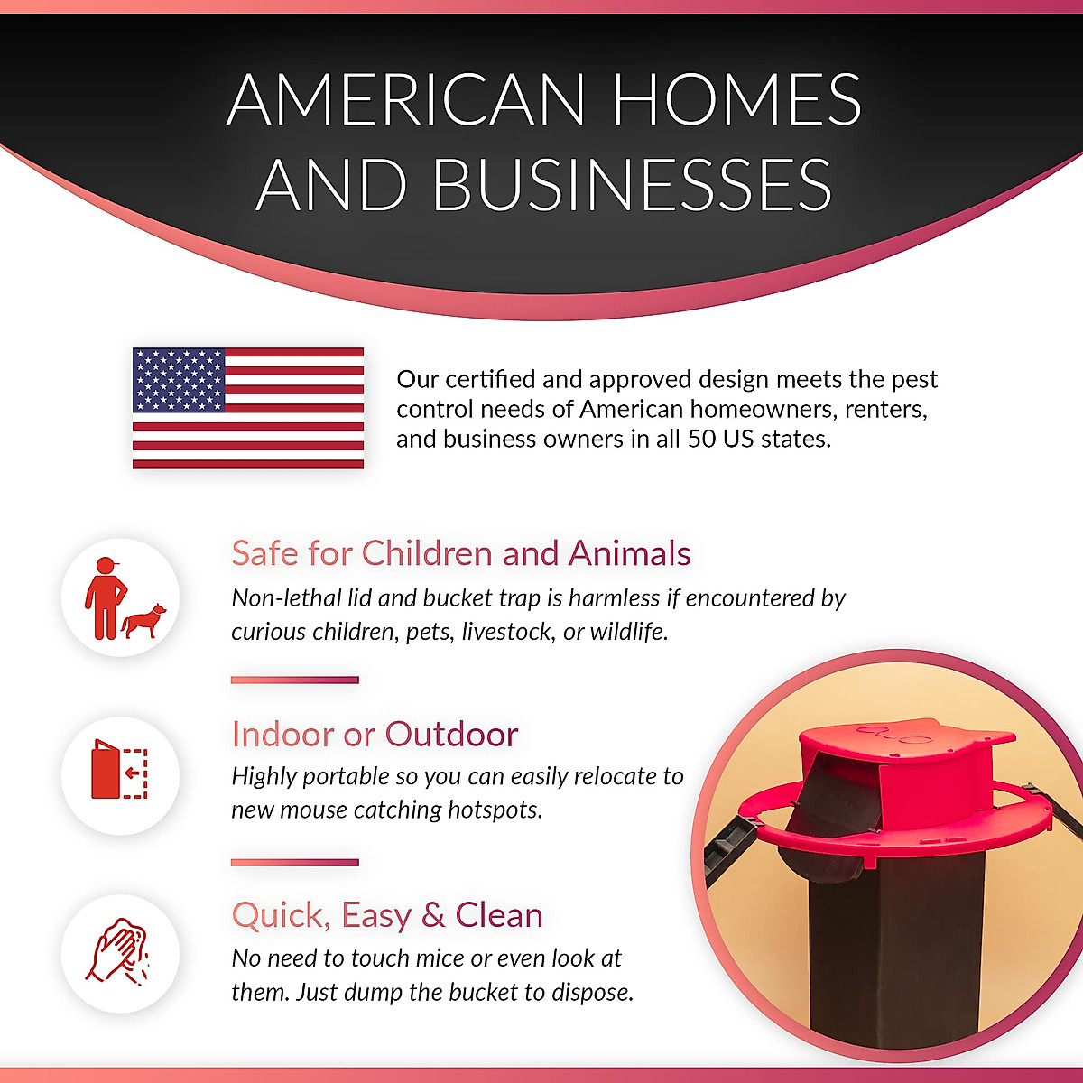 Double Flip & Double Slide get Double The Catch - Safe & Sanitary Kill or No Kill- Bucket Mouse Trap for 5 Gallon Bucket Lid - Mouse Trap Bucket Lid Mice Trap - Humane Rat Trap Bucket