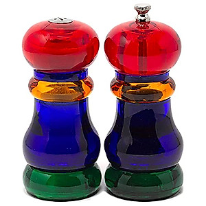 Olde Thompson 5.5" Sunset Fiesta Salt Shaker & Pepper Mill Set, Adjustable Pepper Grinder