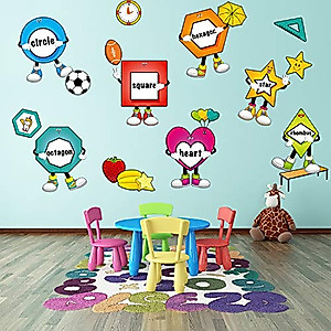 32 Pieces Shapes Bulletin Board Set for Classroom, Shapes Classroom boarders Shapes Posters Cutouts with 80 Pieces Adhesive Glue Point Dots for Toddler Preschool Classroom Learning Decorations