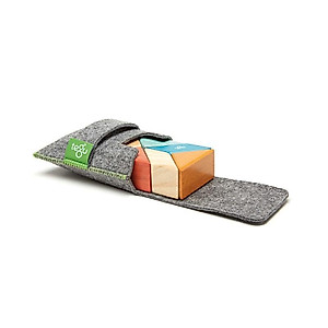 6 Piece Tegu Pocket Pouch Prism Magnetic Wooden Block Set, Sunset