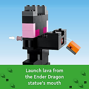 LEGO Minecraft The End Arena 21242, Player-vs-Player Battle Playset with Lava, Ender Dragon and Enderman Figures, Action Toys for Kids 8 Plus Years Old