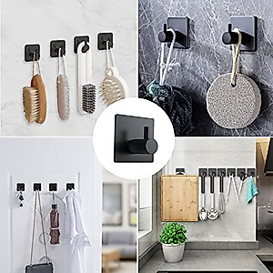 JIQGOZBAN Upgraded Adhesive Hooks Heavy Duty 6 Packs, Thickened Wall Hooks Stainless Steel SUS304 Towel Hooks, Heavy Duty Hooks Bathrooms Wall Mount for Hanging Coat, Hat, Towel, Robe (Black)