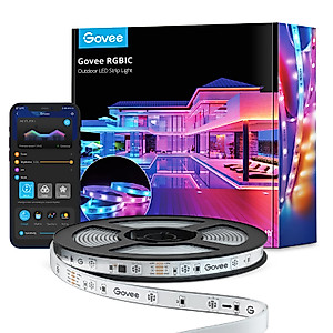 Govee Outdoor LED Strip Lights, 32.8ft RGBIC Smart Outdoor Lights, IP65 Waterproof Lights, 16 Million Colors, Bluetooth App Control, Rope Lights Outdoor for Roof Balcony Garden Patio Porch Pool