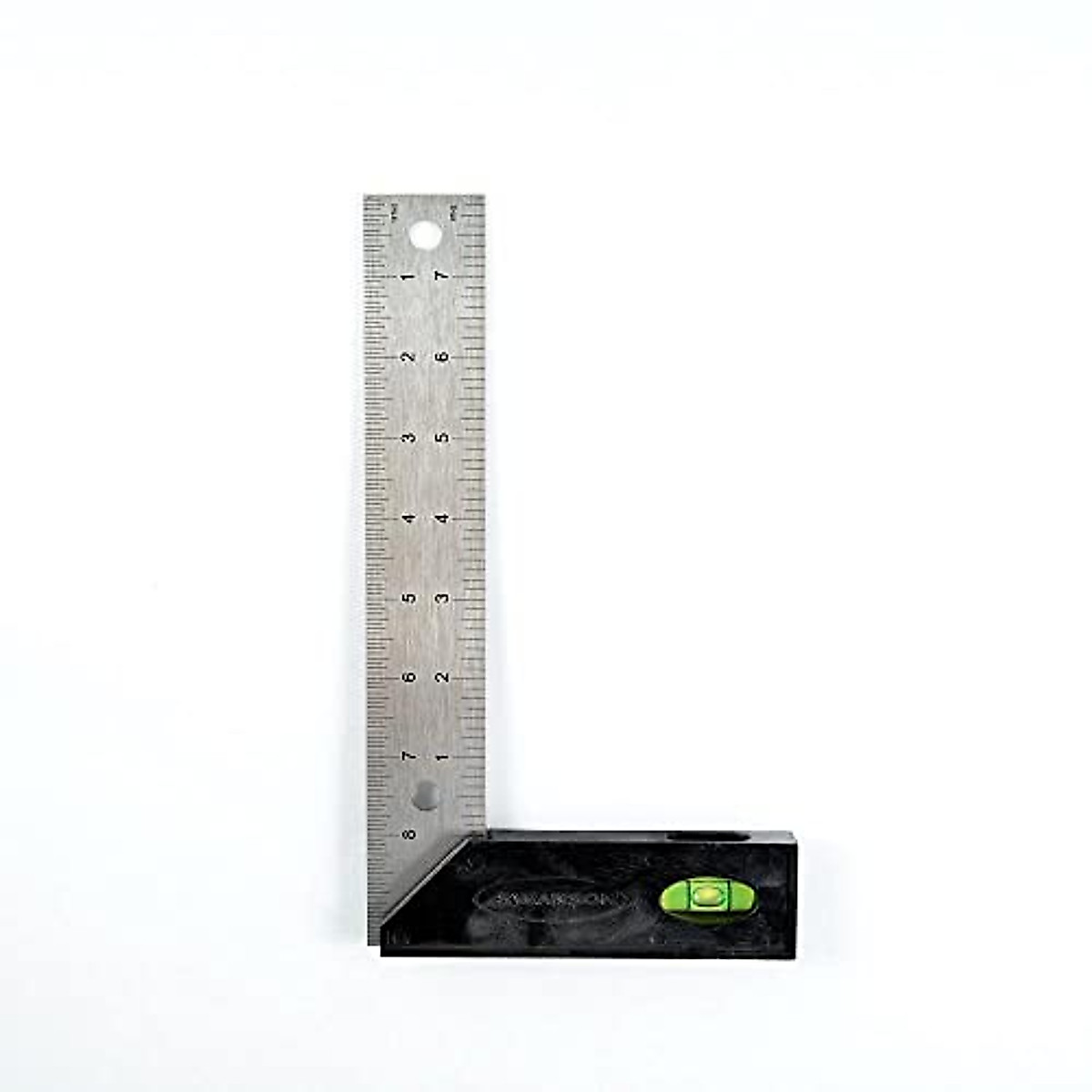 Swanson Tool TS151 Try and Miter Square 8-Inch (Plastic Handle, Stainless Steel Blade and Level)