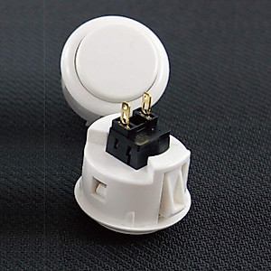 SANWA JLF-TP-8YT Joystick + Sanwa 8 pcs OBSF-30 Push Button Bundle Kit White - for Arcade Game 4 & 8 Way Adjustable, Compatible with Catz Mad SF4 Tournament Joystick (White Ball Top) S@NWA