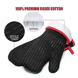 AORESAC Oven Mitts and Pot Holders Set, 500°F Heat Resistance and Flexible Oven Gloves for Kitchen Cooking, Non-Slip Silicone Surface and Soft Quilted Liner, 4 Pieces Set, 13 Inches