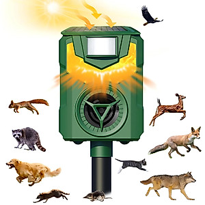 Ultrasonic Animal Repellent, Cat Deterrent Outdoor, 2024 Newest Flame Light Animal Repellent for Garden, Solar Animal Repeller with Motion Sensor, Repel Dogs Bird Skunk Rabbit Squirrels Deer for Yard
