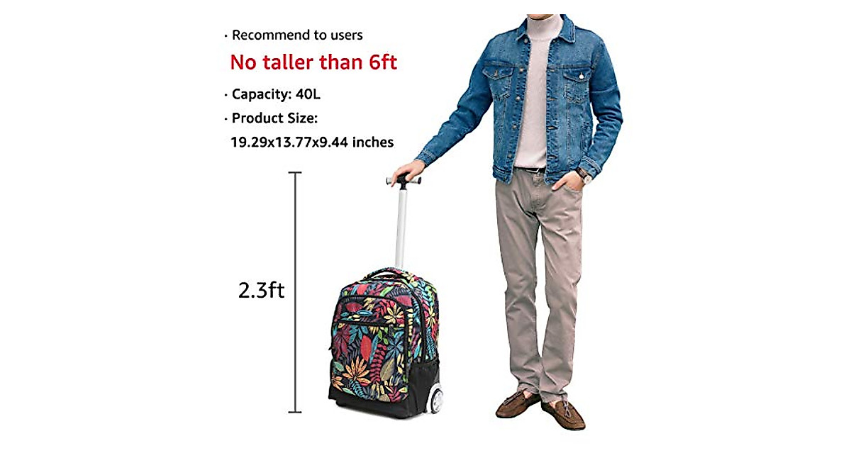 Dokin 18" Lightweight Rolling Backpack for School & Travel