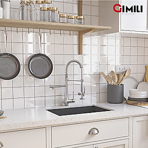 GIMILI Kitchen Faucet with Pull Down Sprayer, Single Handle High Pressure Kitchen Sink Faucet, Commercial Double-Headed Stainless Steel Kitchen Faucets Sink with Deck Plate, Brushed Nickel