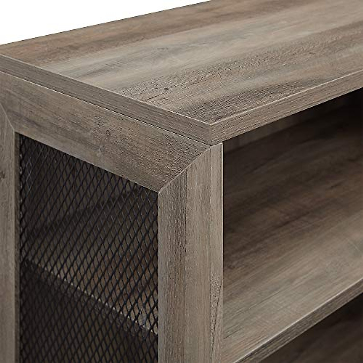 Home Accent Furnishings 52" Mesh Side Industrial Bookshelf - Grey Wash