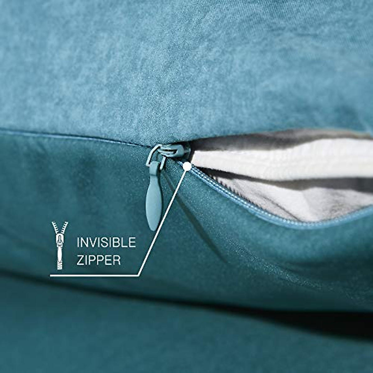 HAPPYMOON Pillowcases with Zipper Queen Size - Zippered Microfiber Pillow Cases for Hair and Skin 2 Pack, Soft Breathable Brushed Pillow Covers Set of 2, 20 X 30 Inches, Teal