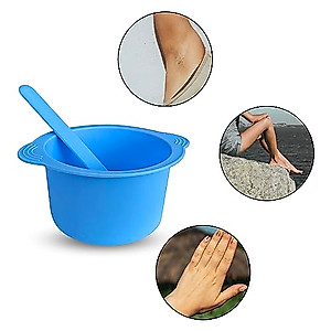 Silicone Wax Bowl For Hair Removal, Replacement Silicone Wax Liner for Wax Warmer Non-Stick Wax Pot with Wax Spatula Sticks(blue)