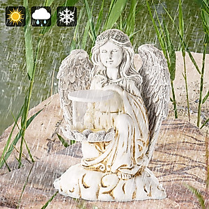 Angel Solar Garden Statue Solar Powered Fairy Praying Angel Figurine with Solar LED Angel Lights Decorations Waterproof for Home Garden Outdoor Decor Art Sculpture Ornament