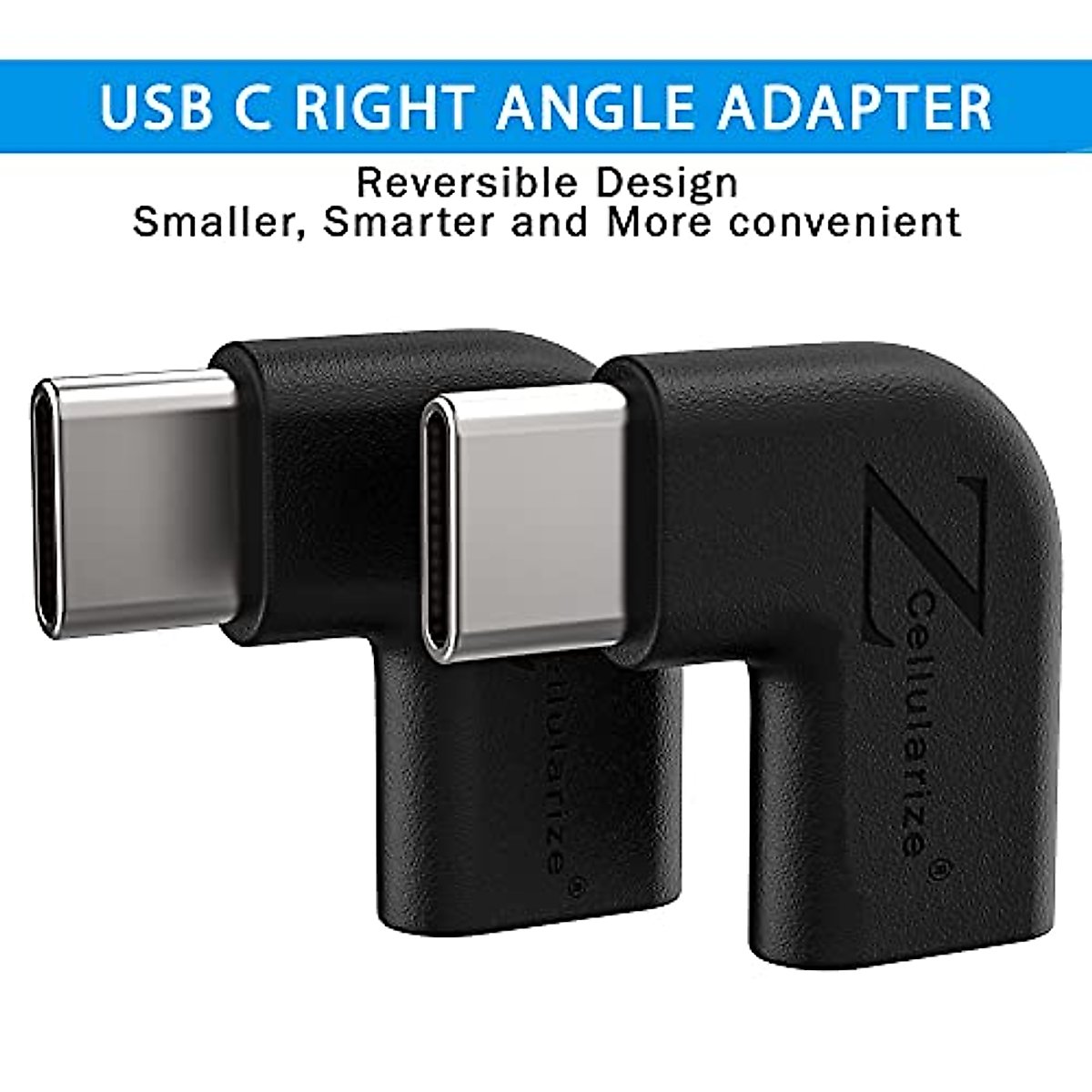 Cellularize Right Angle USB C Adapter USB C 90 Degree Adapter 40Gbps Low Profile Male to Female Extender 240W Thunderbolt 4/3 Data for Steam Deck Notebook Tablet Mobile Phone (3 Pack)